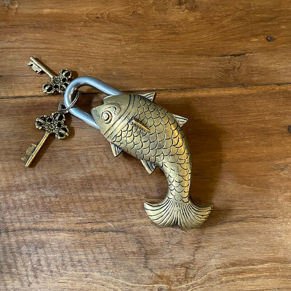 Antique Brass Fish Lock & Key Set– Sunshine Boulevard