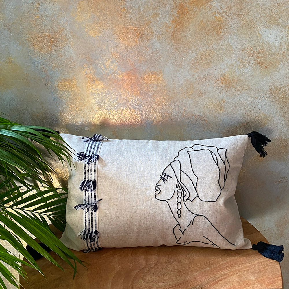 Embroidered Lady Cushion Cover– Sunshine Boulevard